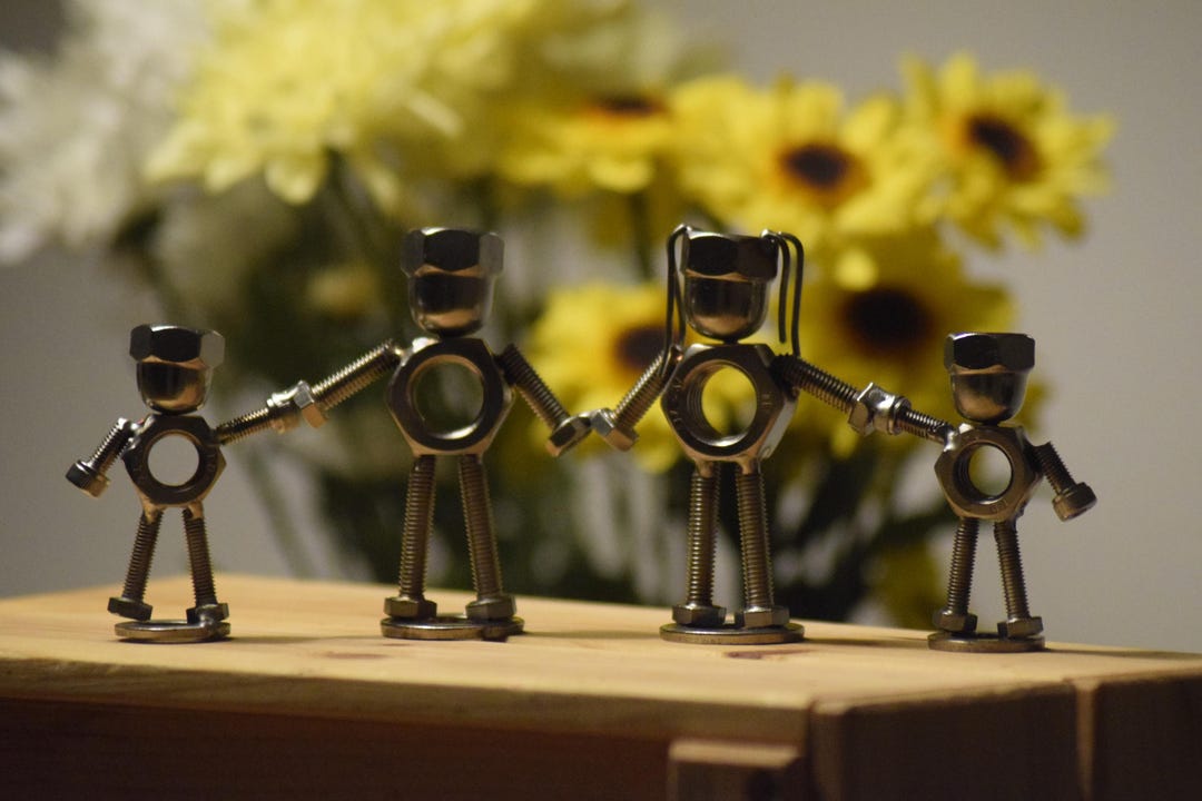 Family of Four Steel Sculpture Made Using Nuts and Bolts Weld Art - Etsy