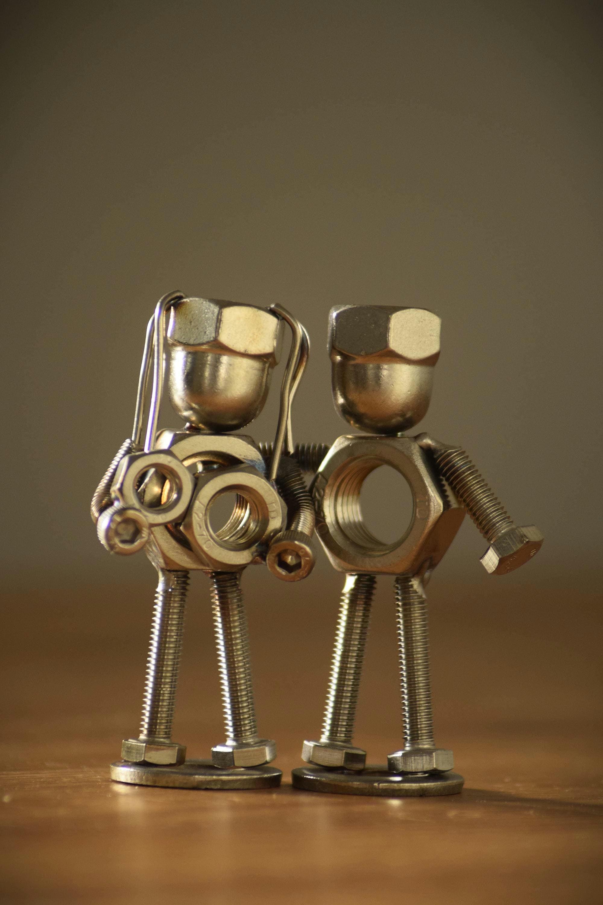 Welded Nut & Bolt Family Sculpture: Stainless Steel Art - Etsy