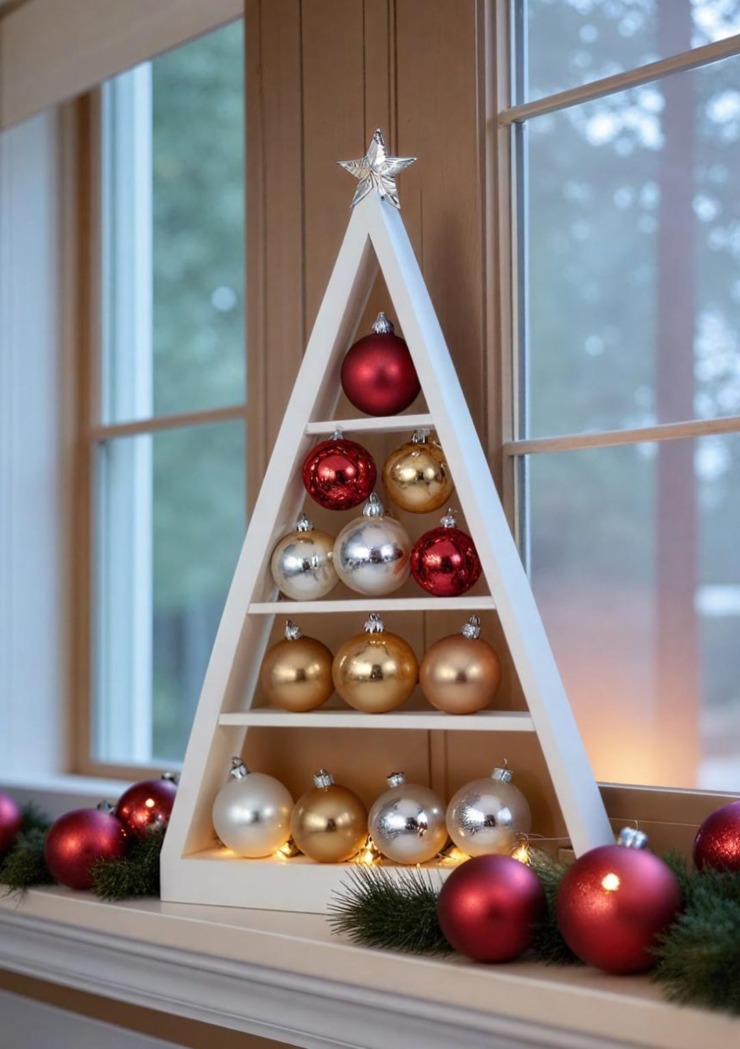 DIY Christmas Tree Shelf Plans: Modern Ornament Display (digital ...