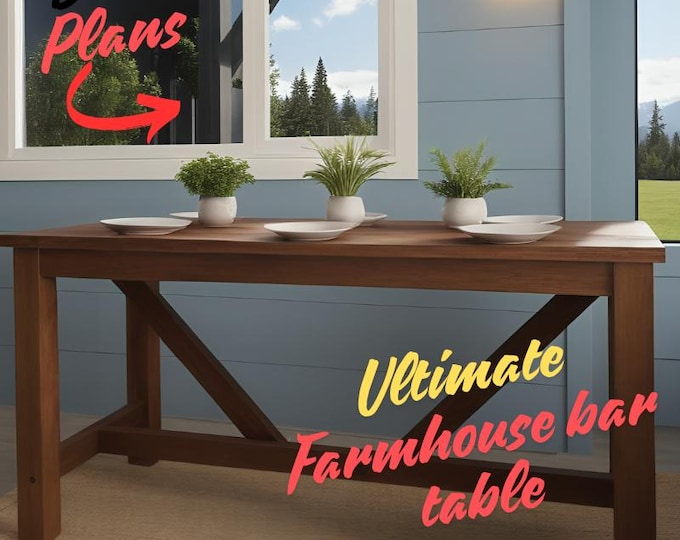 Farmhouse Bar Table Plans,rustic Bar Table Plans,diy High Top Table,outdoor Bar Table,kitchen ...