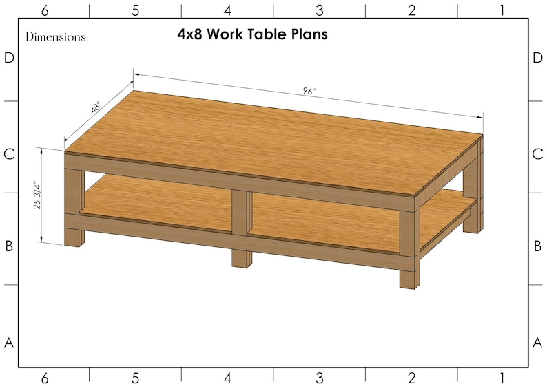 DIY Workbench Plans: 4x8 Garage Workbench Blueprint (digital Download ...