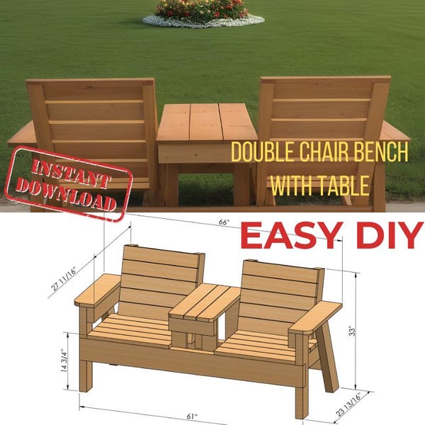 Double Bench With Table - Etsy