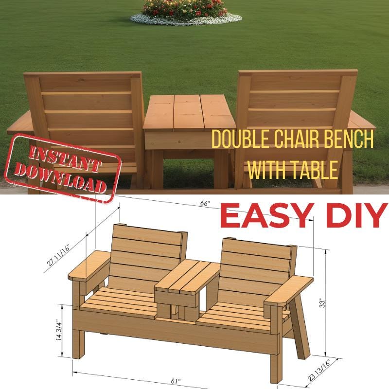 Double Bench With Table - Etsy