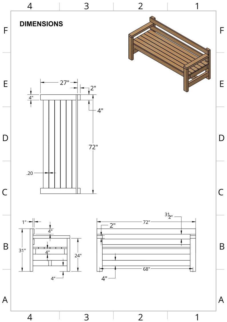 DIY Outdoor Sofa Plans: Modern Patio Bench, 2x4 Wood (PDF File) - Etsy