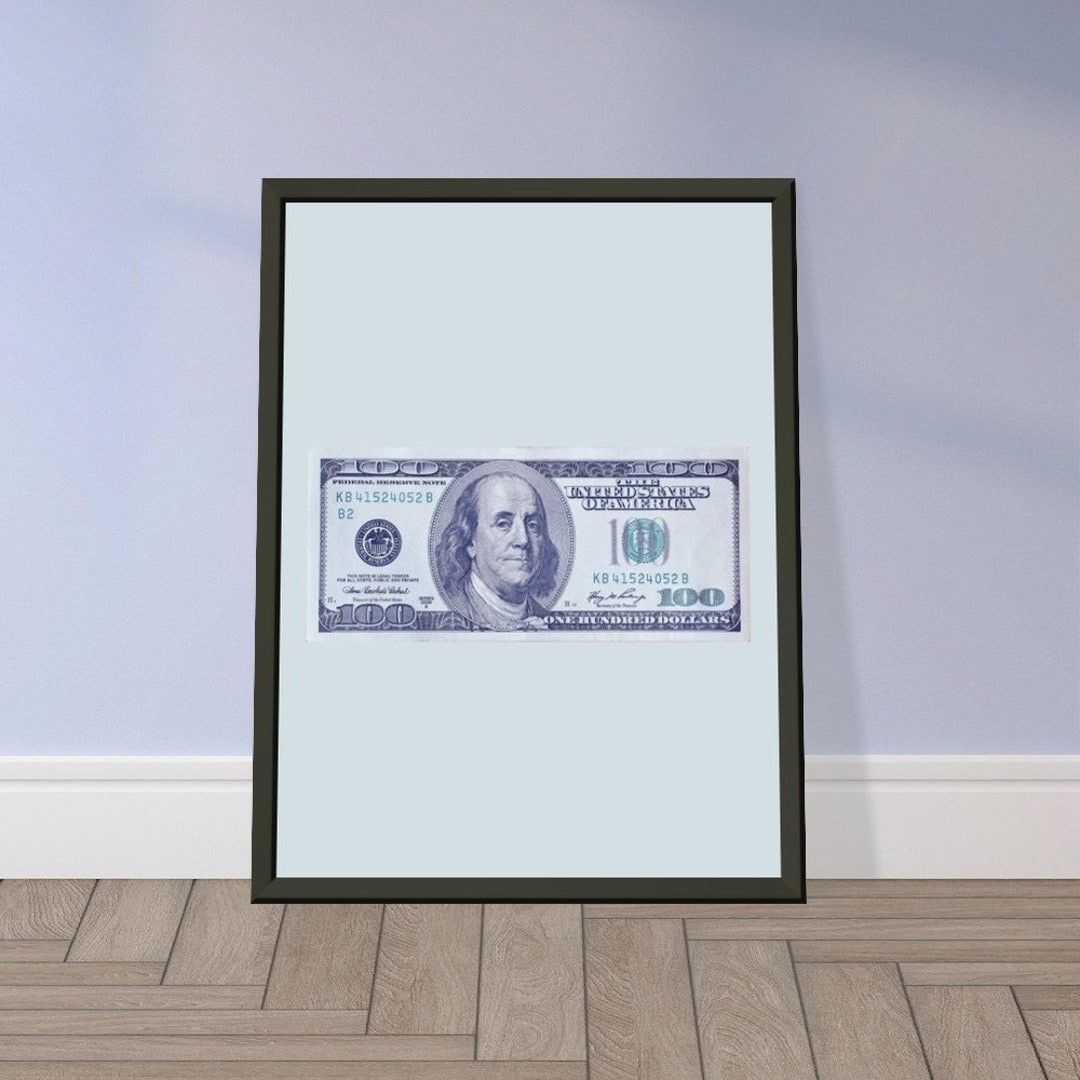 USD 100 Dollar Bill Benjamin Franklin Premium Matte Paper Metal Framed ...