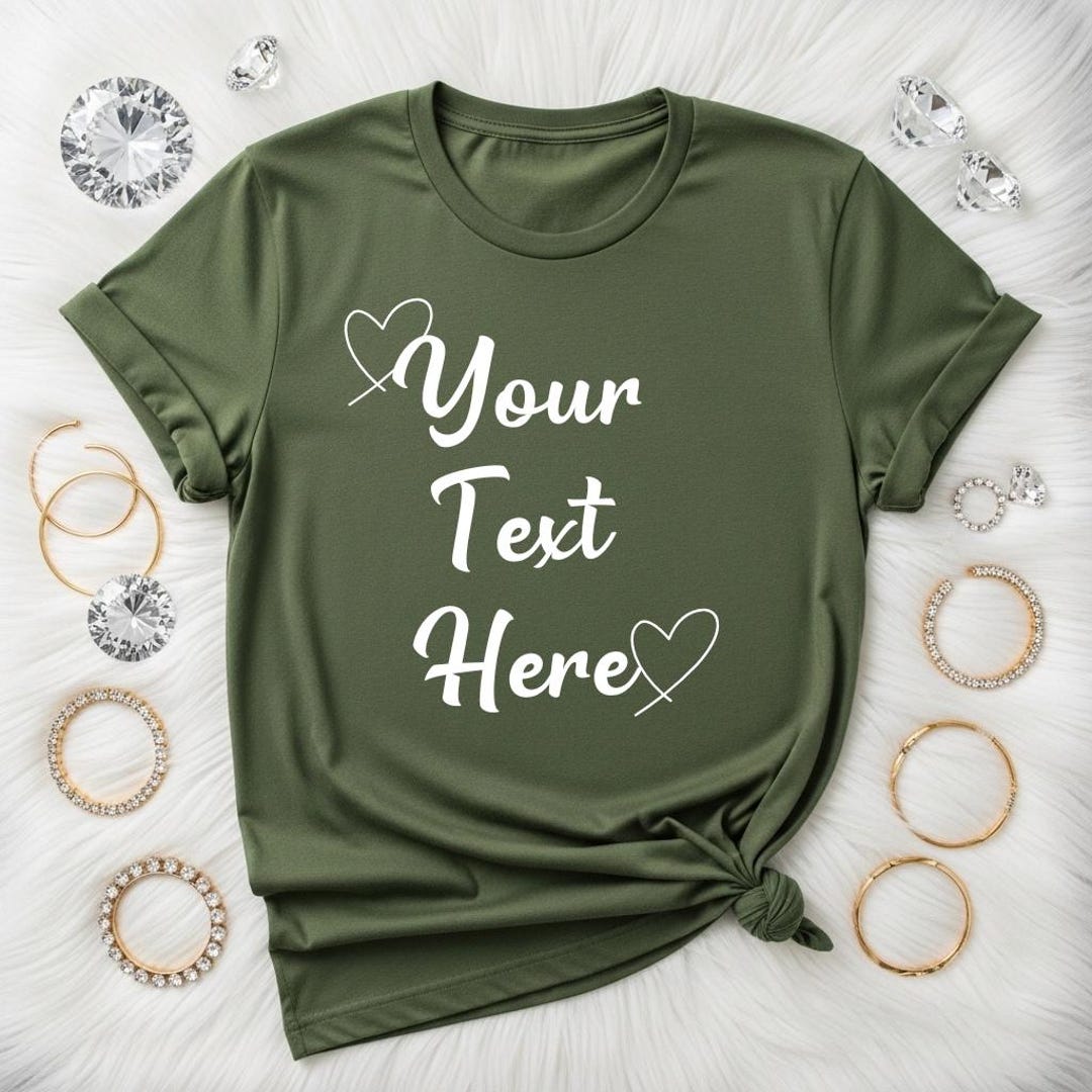Olive Green Gildan 5000 T-shirt Mockup | Luxury White Fur Flat Lay ...