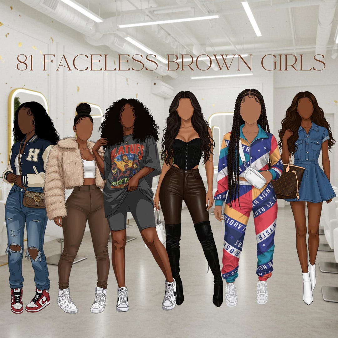81 Faceless Black Girls PNG Bundle | Trendy Fashion Clipart | Everyday ...