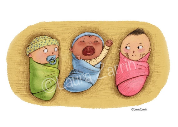 Items similar to Children's Wall Art Print Three Babies on Etsy