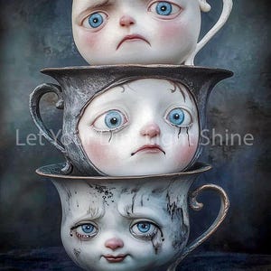 Custom Illustration of “morning Coffee Faces” Two Versions to Choose ...