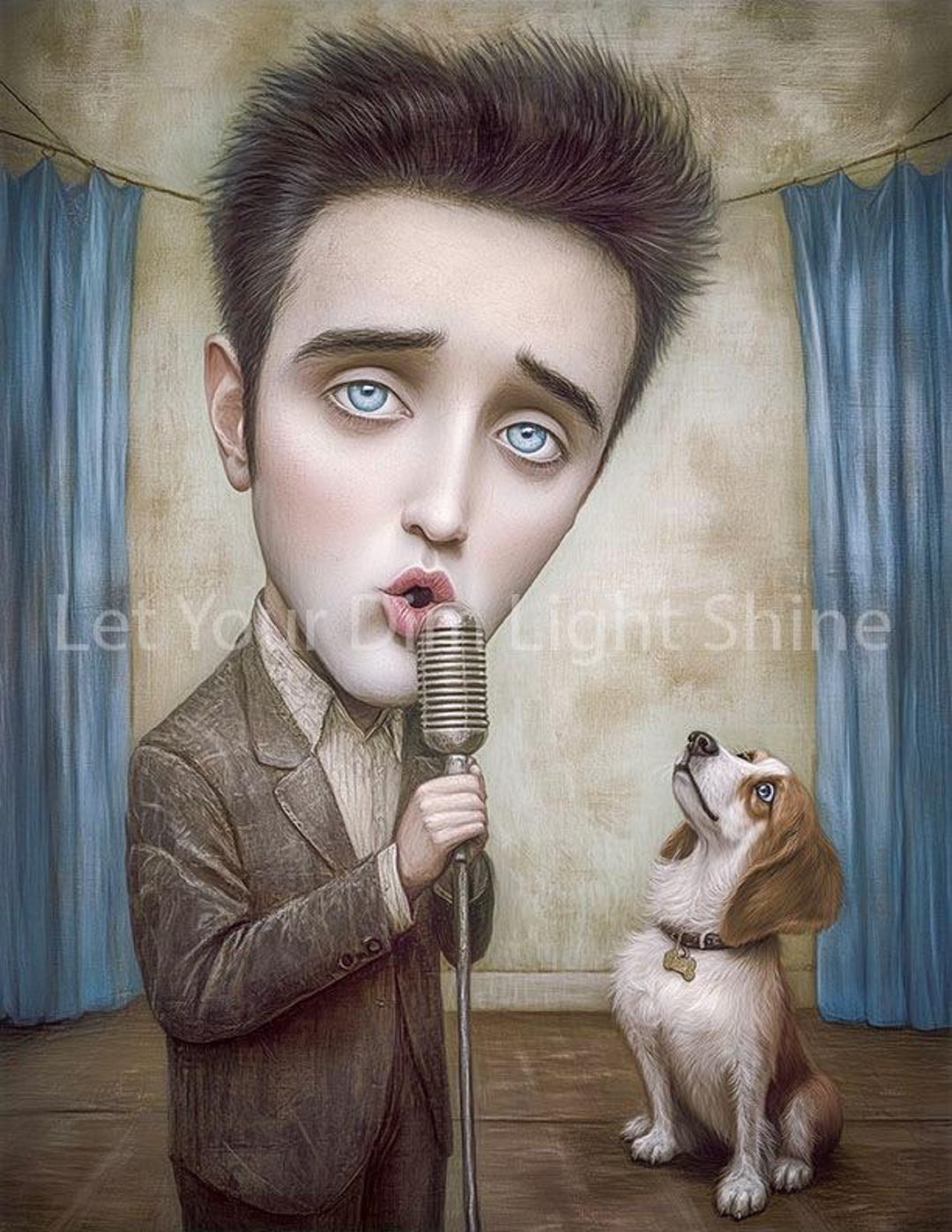 Custom Illustration of “elvis Nothing but a Hound Dog” Printed on ...