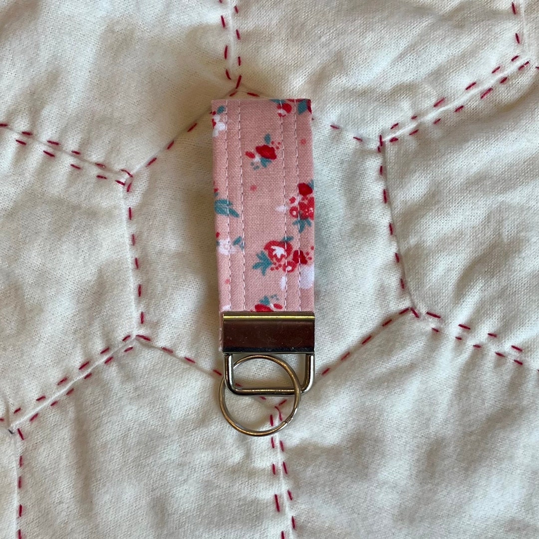 Mini Pink Floral Keyfob Keychain is One of a Kind! - Etsy