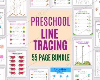 50 Preschool Line Tracing Worksheets Bundle, Line Trace Page Printable ...