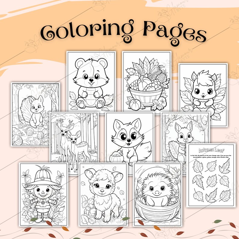 34 Printable Fall Kids Activity Bundle, Autumn Word Search Coloring ...