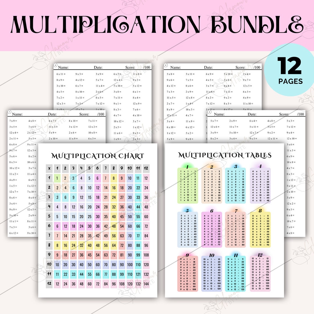 Multiplication Bundle, Printable Multiplication Timetable Practice ...