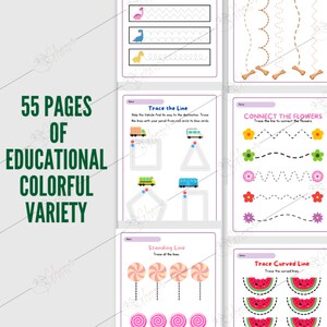 55 Preschool Line Tracing Worksheets Bundle Lines Trace Pages Printable ...