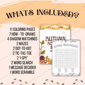 34 Printable Fall Kids Activity Bundle, Autumn Word Search Coloring ...