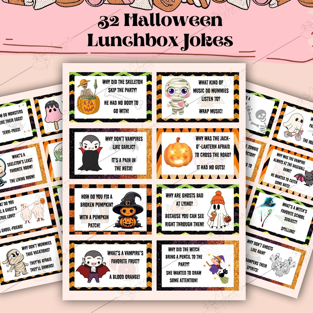 32 Halloween Printable Lunchbox Jokes Kids Riddles, Funny Back to ...