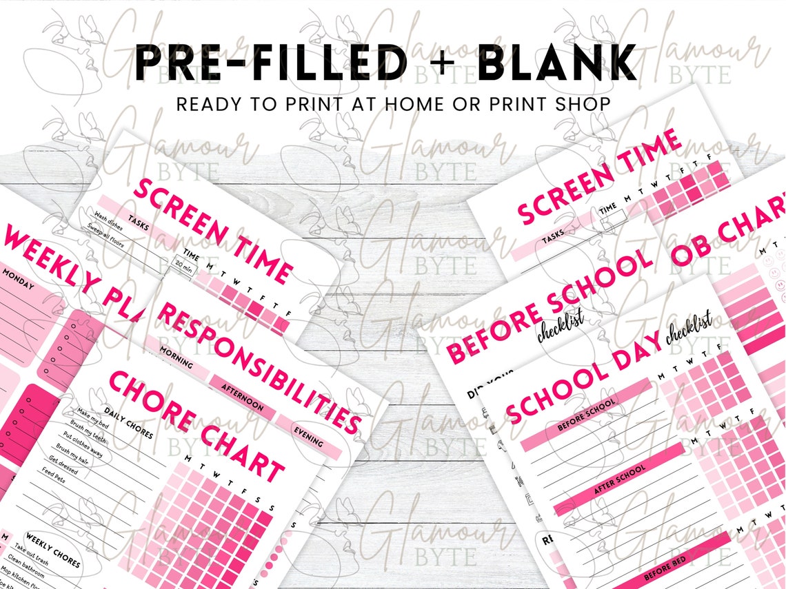 Editable Chore Chart Routine for Kids Bundle,responsibility Chart ...