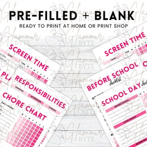 Editable Chore Chart Routine for Kids Bundle,responsibility Chart ...