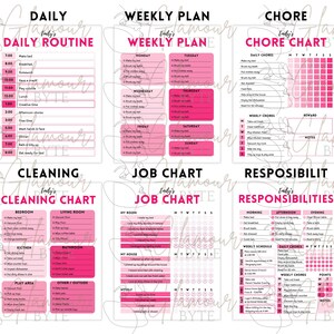 Editable Chore Chart Routine for Kids Bundle,responsibility Chart ...