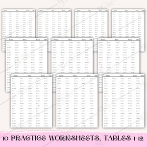 Multiplication Bundle, Printable Multiplication Timetable Practice ...