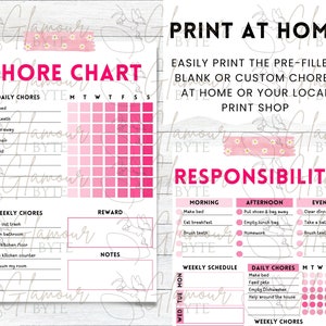 Editable Chore Chart Routine for Kids Bundle,responsibility Chart ...