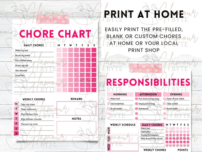 Editable Chore Chart Routine for Kids Bundle,responsibility Chart ...