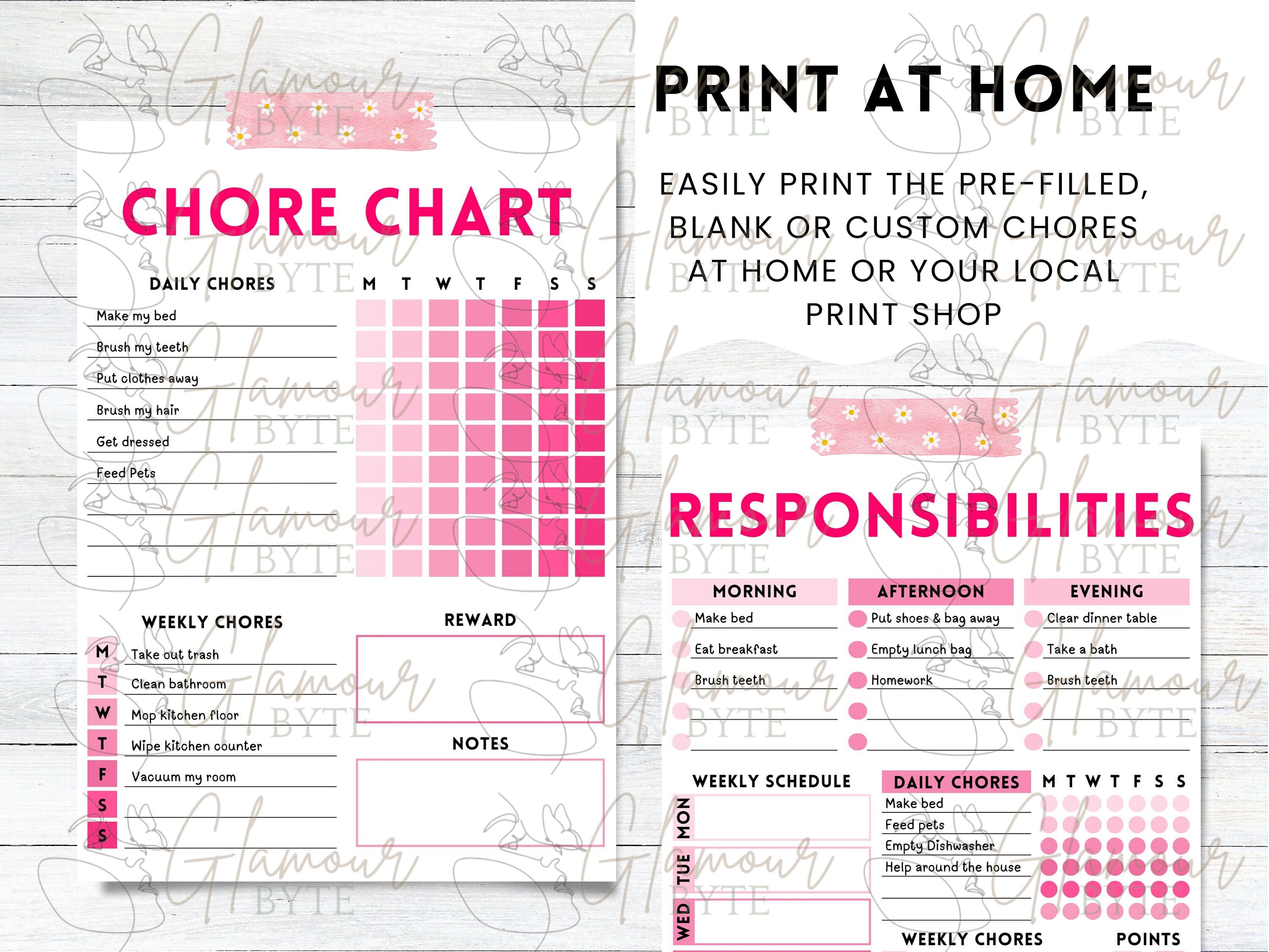 Editable Chore Chart Routine for Kids Bundle,responsibility Chart ...