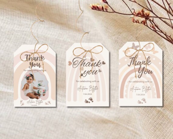 Editable Bundle of Boho Theme Birthday Invitation Template and Thank ...