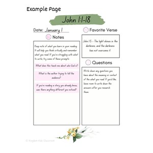 Bible Reading Journal for Kids and Teens | Floral Design | Digital ...