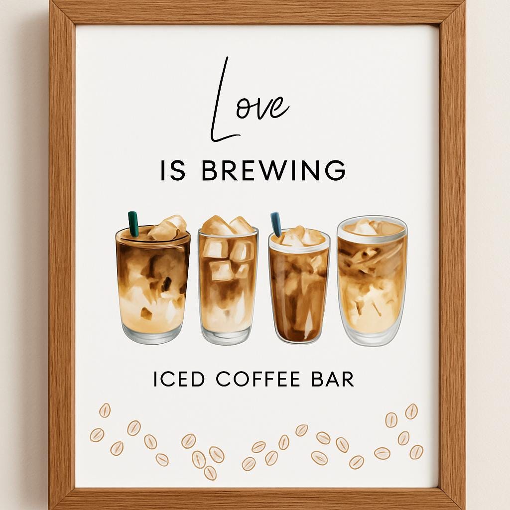 Wedding Iced Coffee Bar Sign Digital Print | Love is Brewing Wedding ...