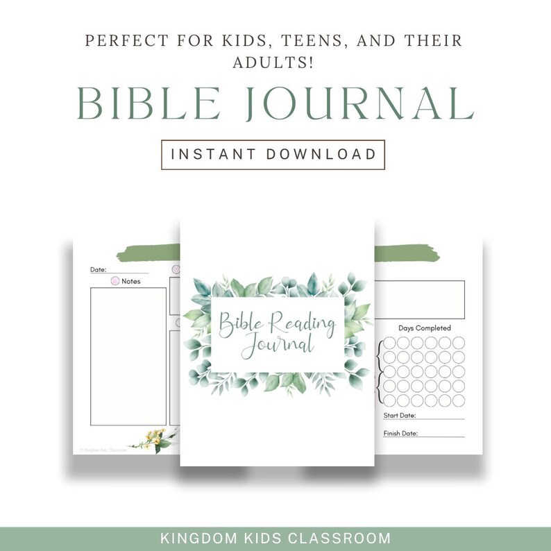 Bible Reading Journal for Kids and Teens | Floral Design | Digital ...