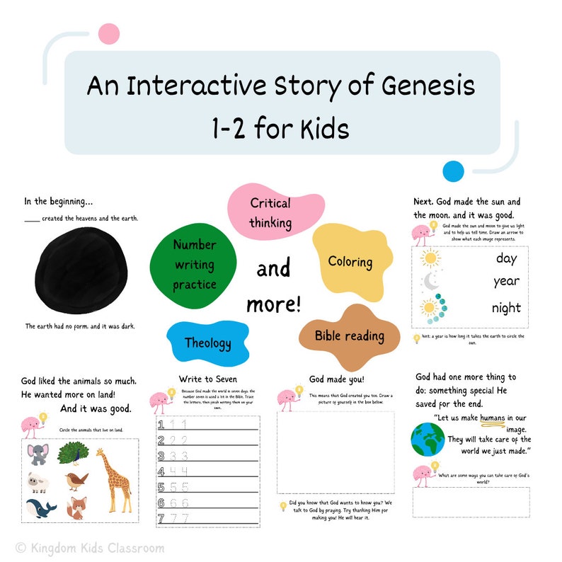 Creation Story for Kids Bible Worksheet | Kindergarten-elementary ...
