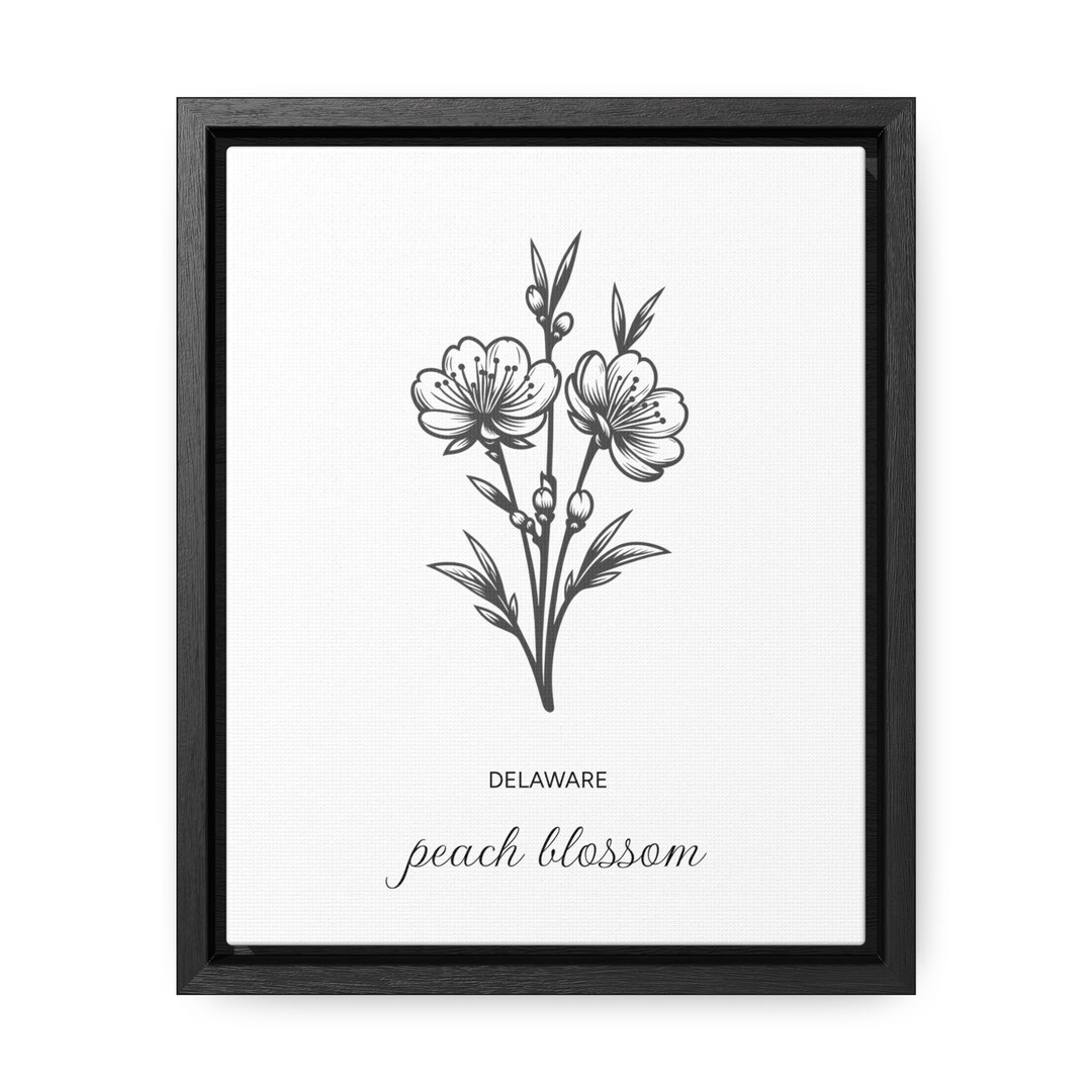 Delaware Peach Blossom State Flower Canvas Framed - Etsy