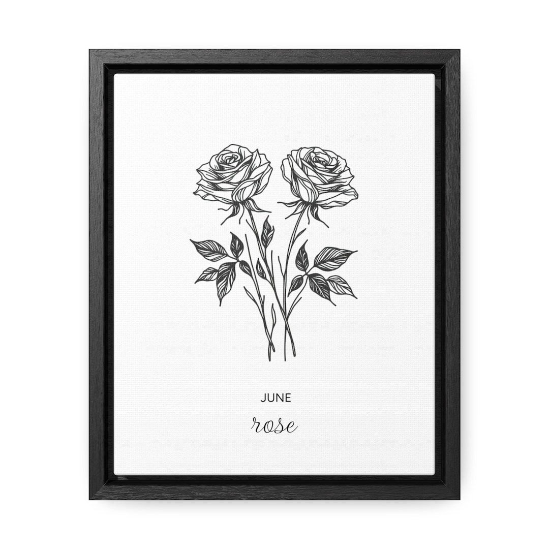 June Rose Birth Flower Framed - Etsy