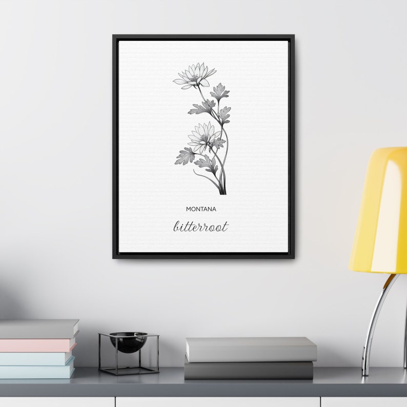 Montana Bitterroot State Flower Canvas Framed - Etsy