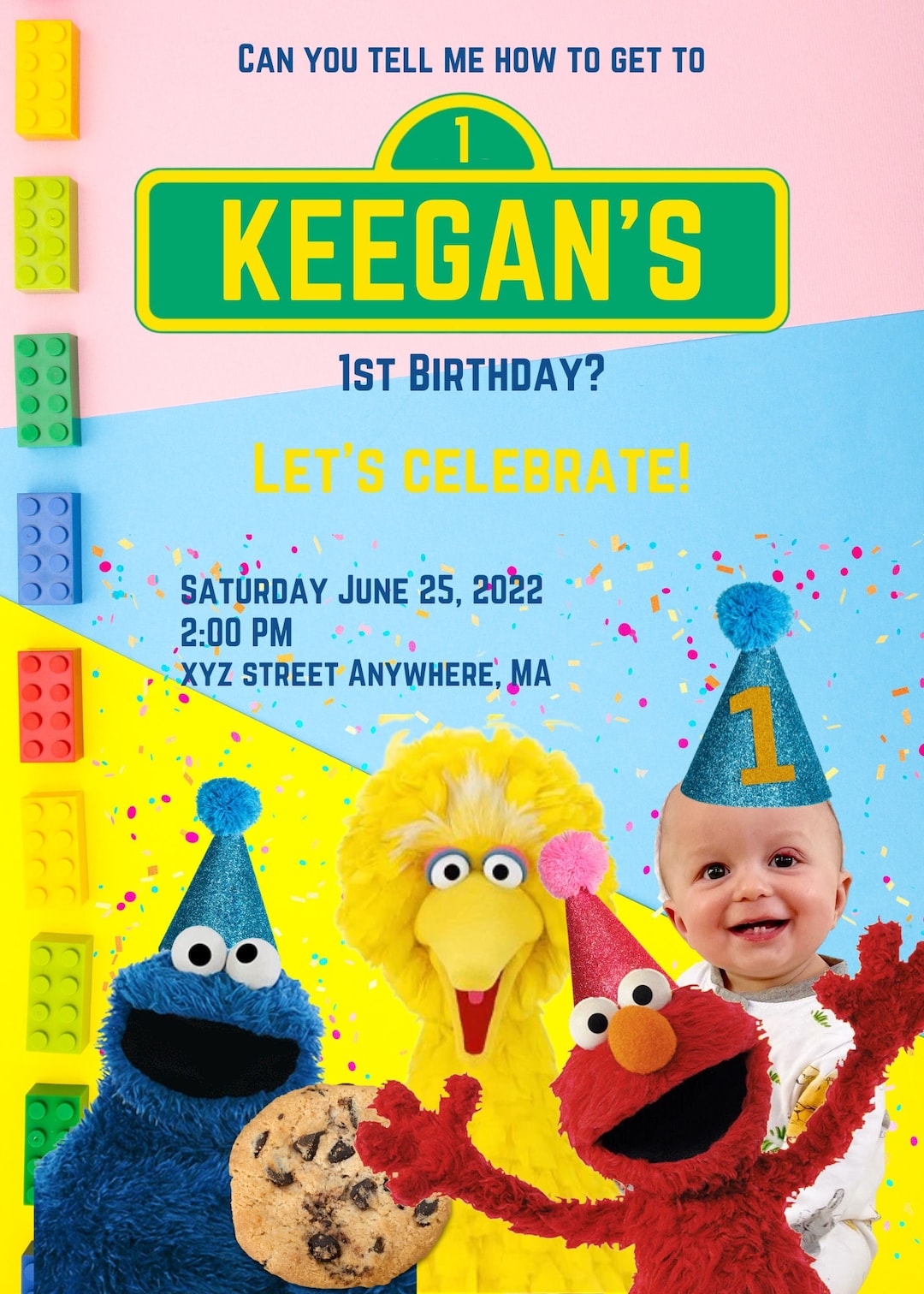 Custom Sesame Street Birthday Invitation - Etsy