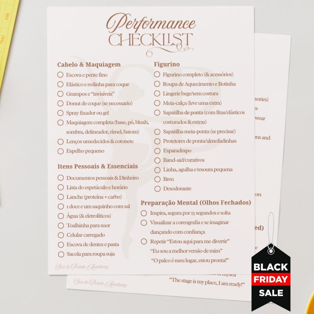 Performance Ballet Checklist Bilingual English Portuguese | Digital ...