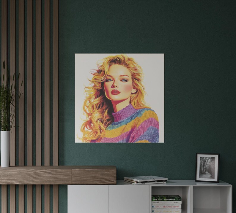 Retro Pop Art Portrait Vibrant 80s Aesthetic Fashion Illustration Poster Colorful Home Decor - Etsy