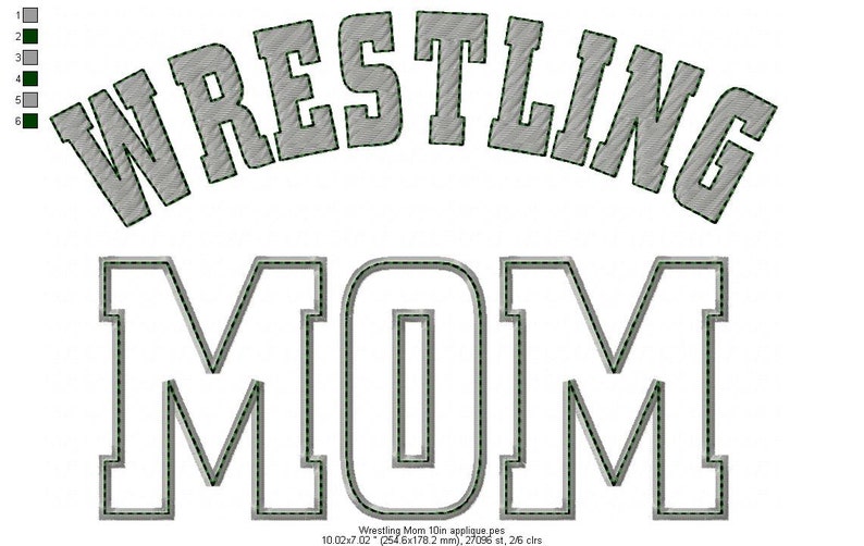 Wrestling Mom Fill and Applique Designs 4x4 5in 7in and 10in | Etsy