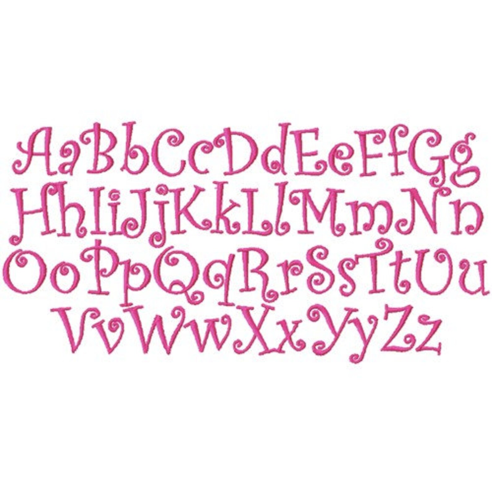 Curlz Monogram Embroidery Font 1/2in 1in 1.5in 2in 2.5in - Etsy