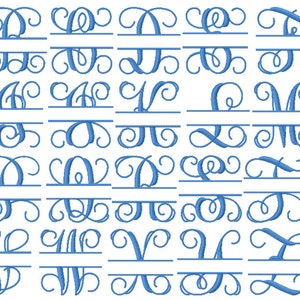 No.303 Split Viney Satin Stitch Monogram Font (4x4 Hoop) INSTANT ...