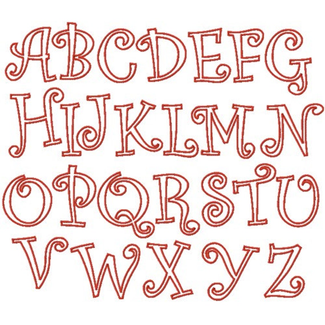 Curlz Applique Monogram Embroidery Font 2in 3in 4in 5in & - Etsy