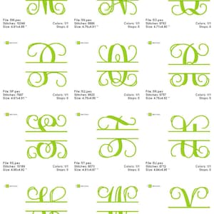 Split Viney Monogram Embroidery Font No.303, INSTANT DOWNLOAD, Vine ...