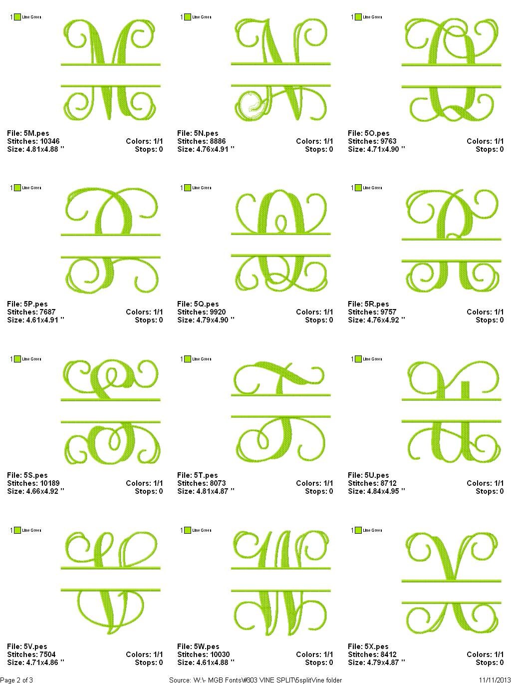 Split Viney Monogram Embroidery Font No.303 INSTANT DOWNLOAD - Etsy