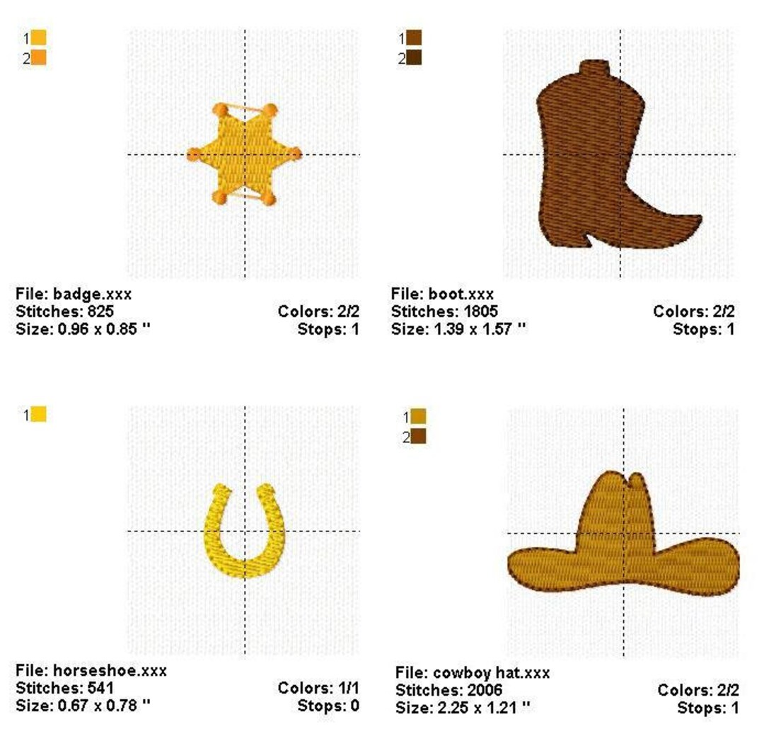 Cowboy Set Mini Designs - Embroidery Design - INSTANT DOWNLOAD - Jef ...