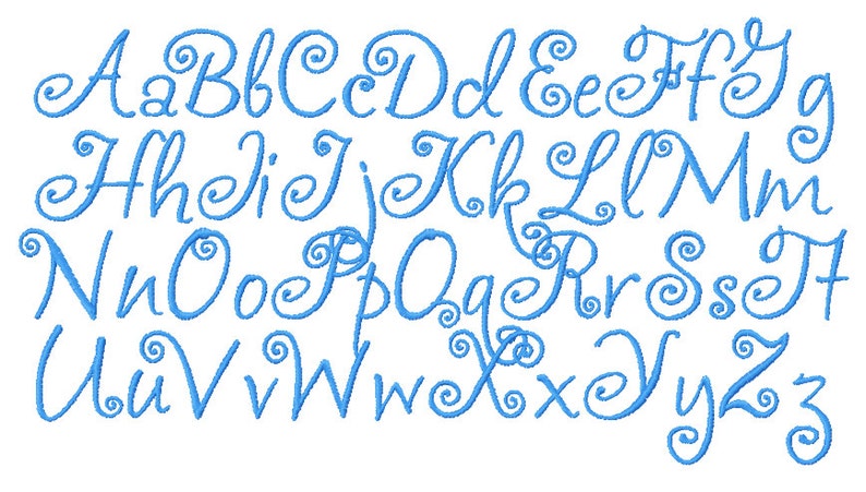 No. 65 Curly Frivolous Font Embroidery Designs - (1in, 1.5in, 2in, 2 ...