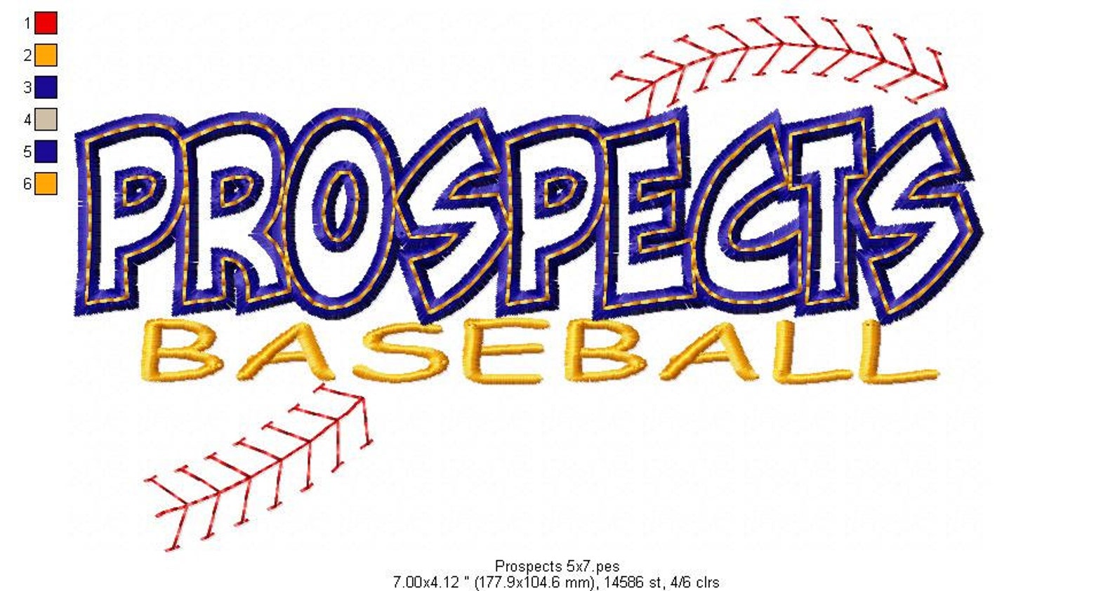 Prospects Baseball TEAM Applique Design 5x7 6x10 8x11 Hoop | Etsy