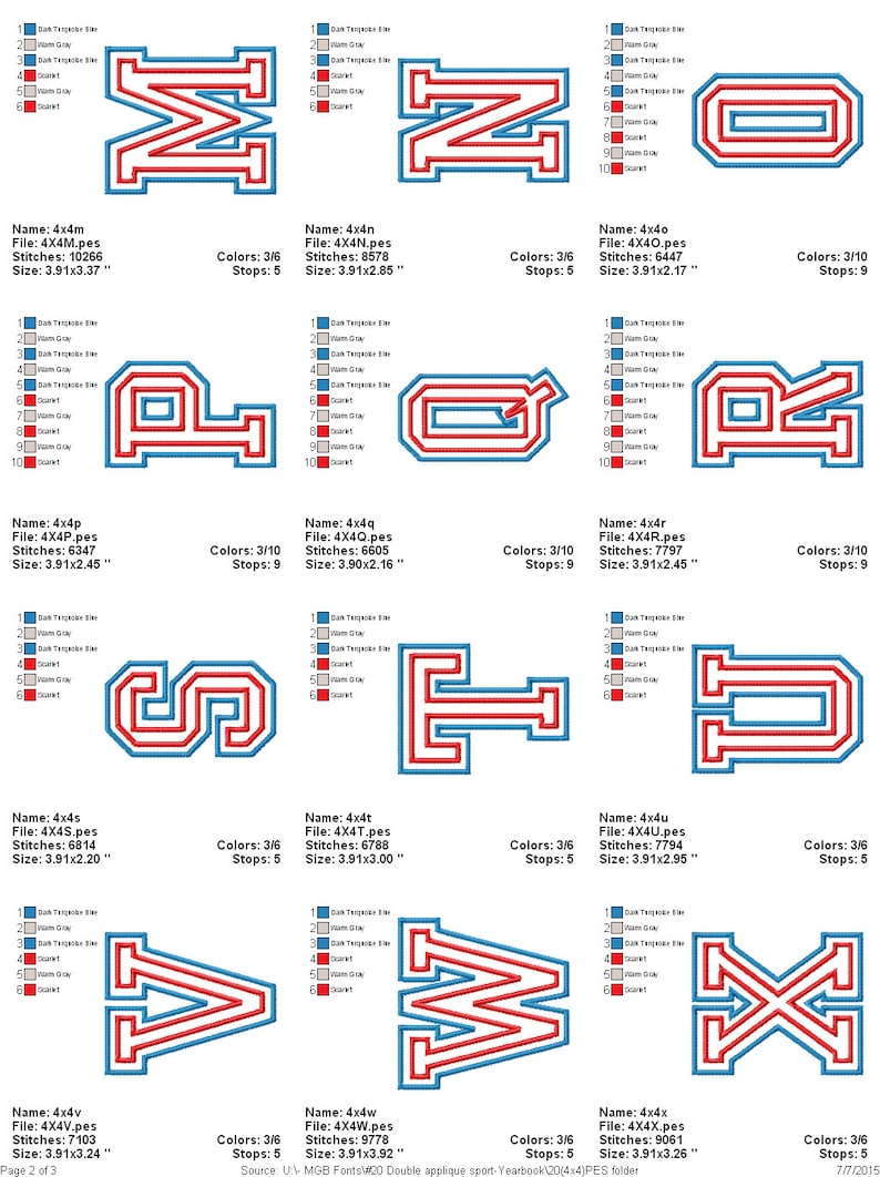 No. 20 Double Applique Monogram Font Embroidery Designs (4x4) INSTANT ...