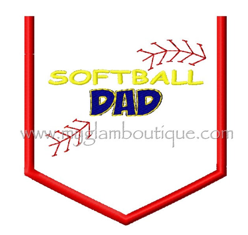 Softball Dad and Mom Applique Pocket Designs 4x4 and 5x7 Hoop Size ...
